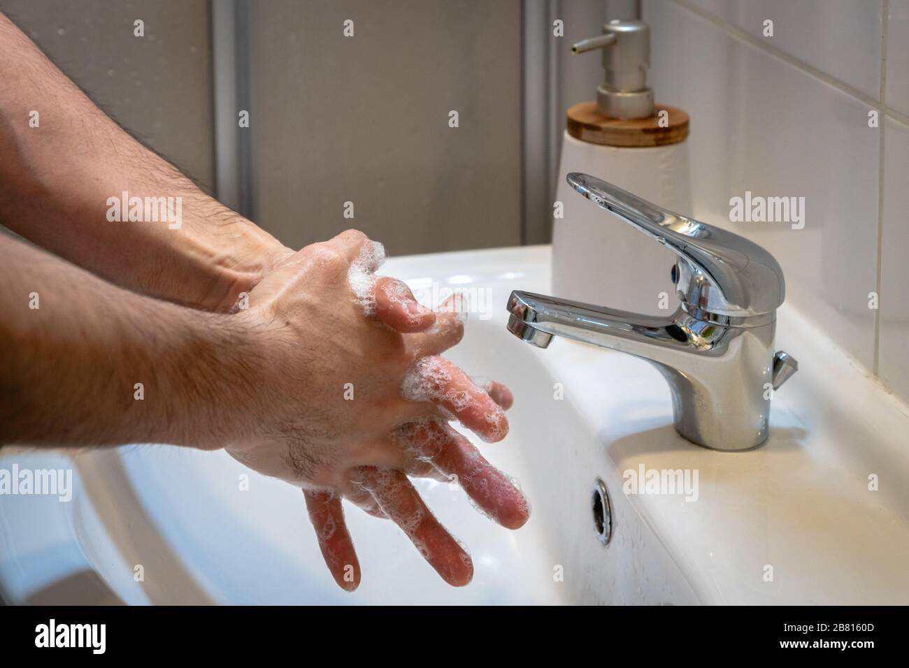 Washing hands with soap - proper hand washing to stay healthy against ...