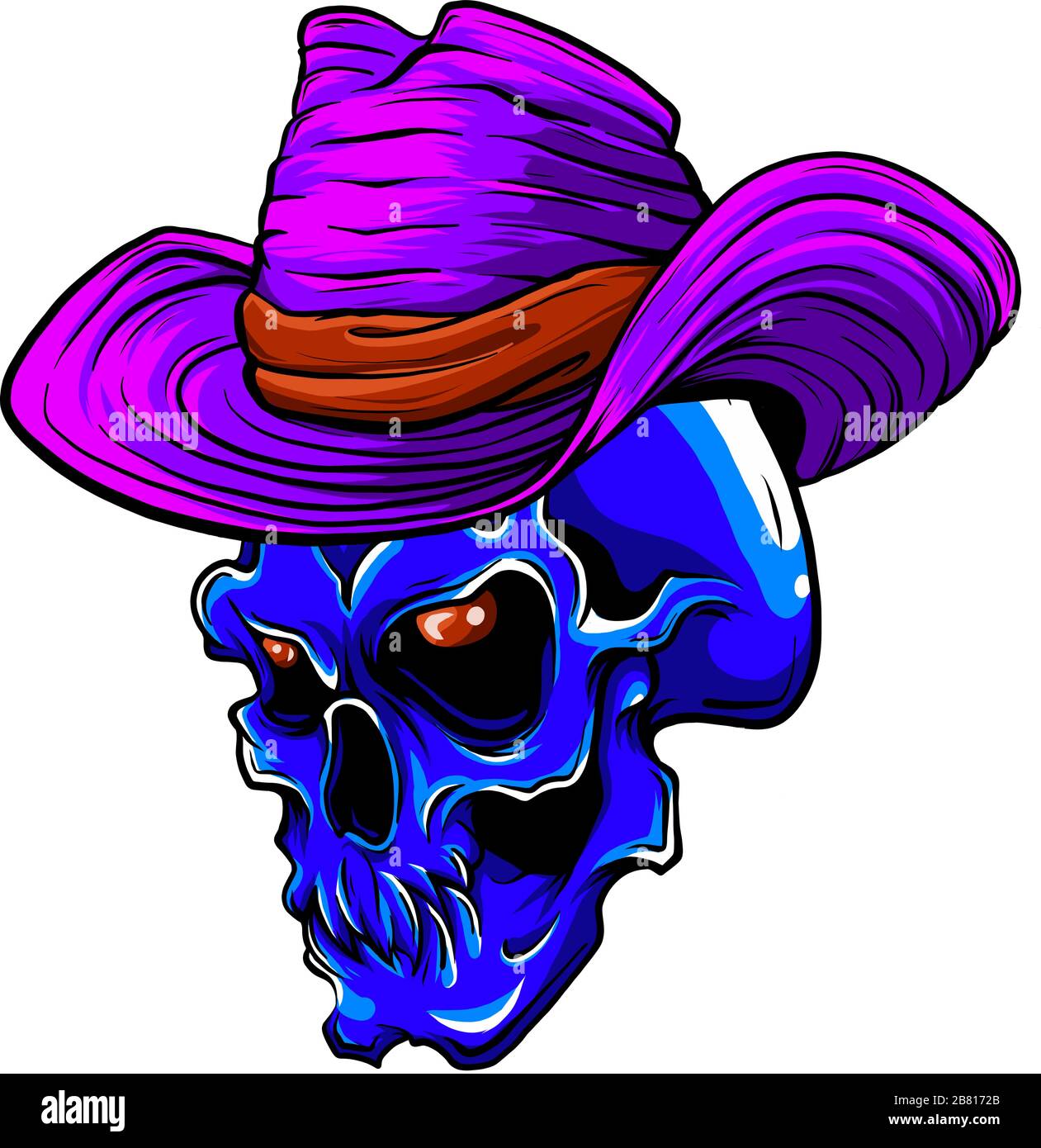 Vector skull pimp with hat illustration on white background Stock ...