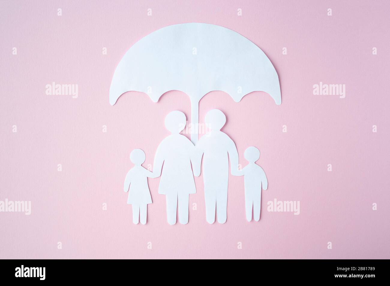 Concept of Social Protection Family. Paper cut Family Under Umbrella on ...