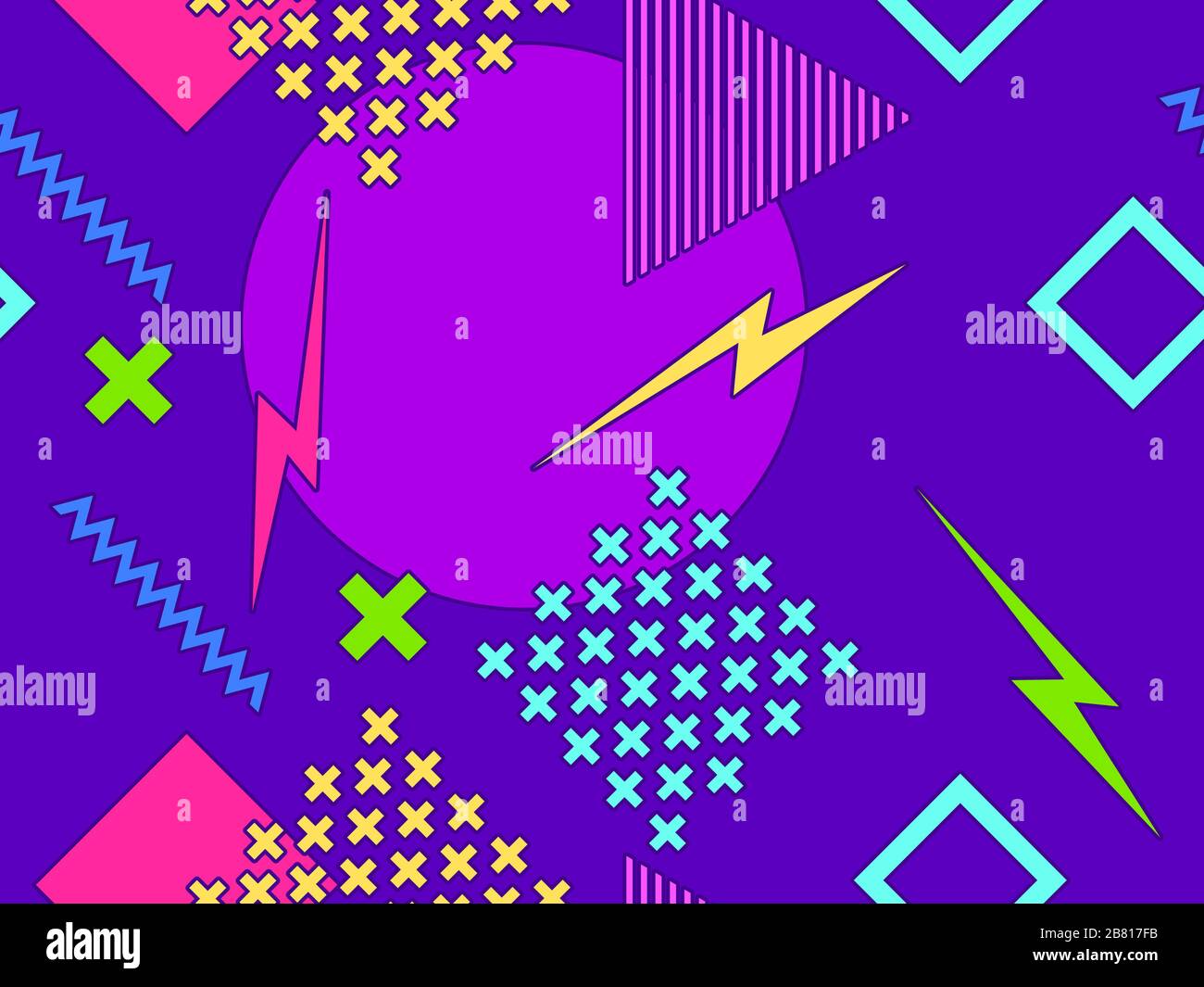 80s geometric shapes memphis style seamless pattern. Eighties print ...