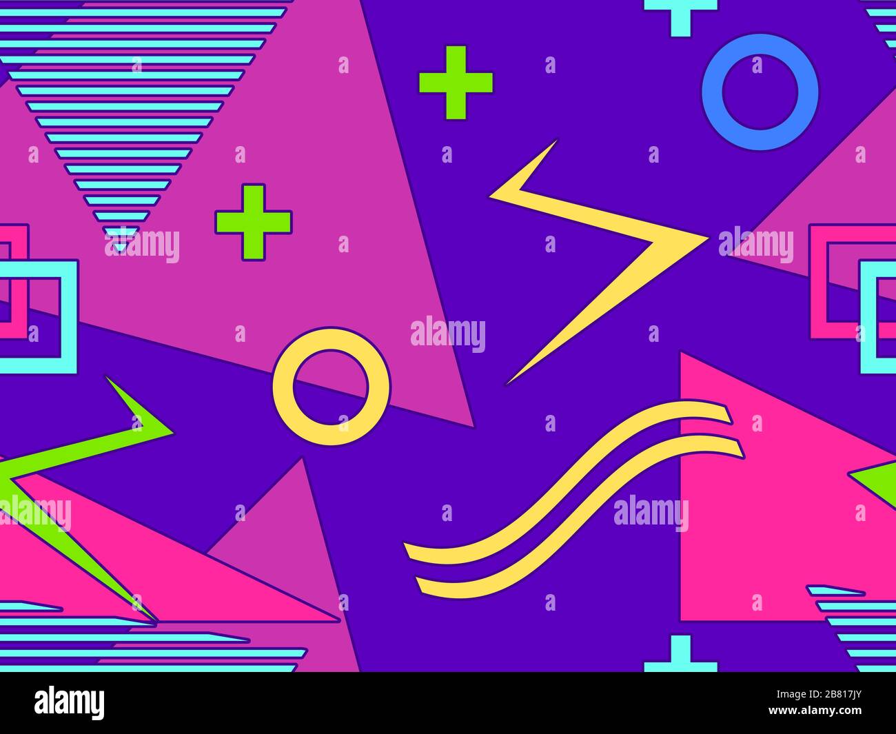 80s geometric shapes memphis style seamless pattern. Eighties print ...