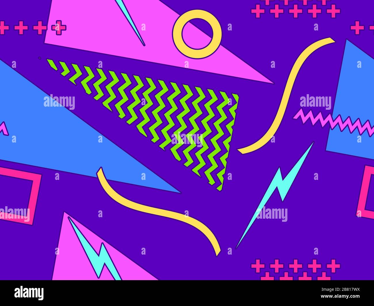80s geometric shapes memphis style seamless pattern. Eighties print ...