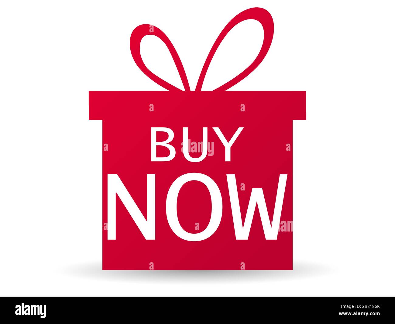Buy now red gift box flat style isolated on white background. Big sale ...