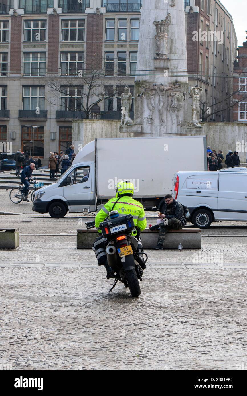 Police Motor On The Dam Square At Amsterdam The Netherlands 2020 Stock ...