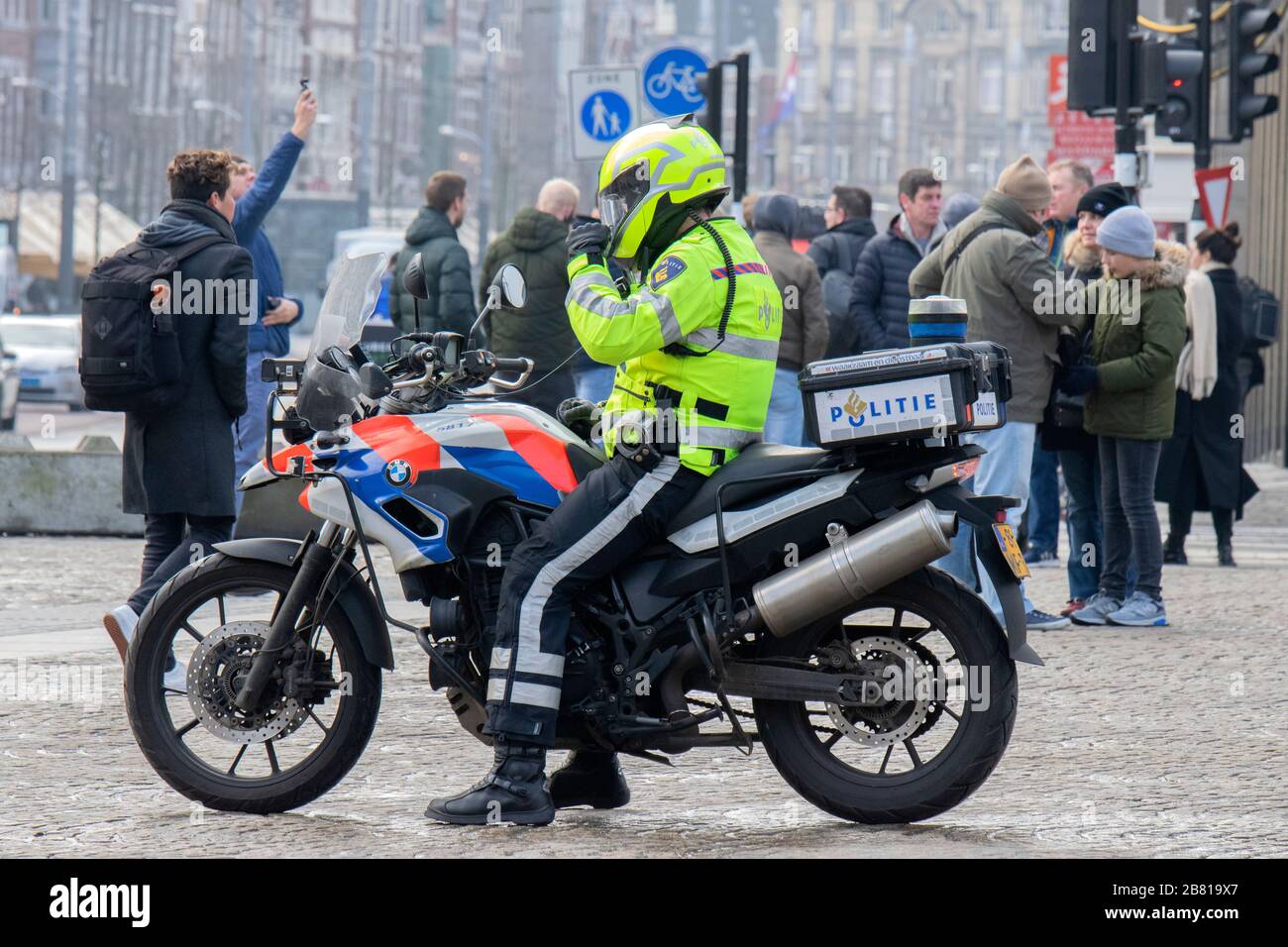 Police Motor On The Dam Square At Amsterdam The Netherlands 2020 Stock ...