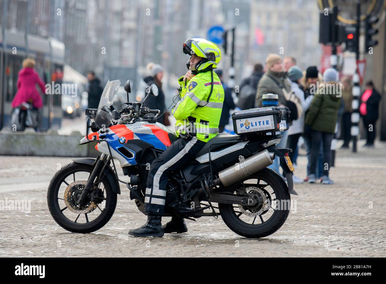 Police Motor On The Dam Square At Amsterdam The Netherlands 2020 Stock ...
