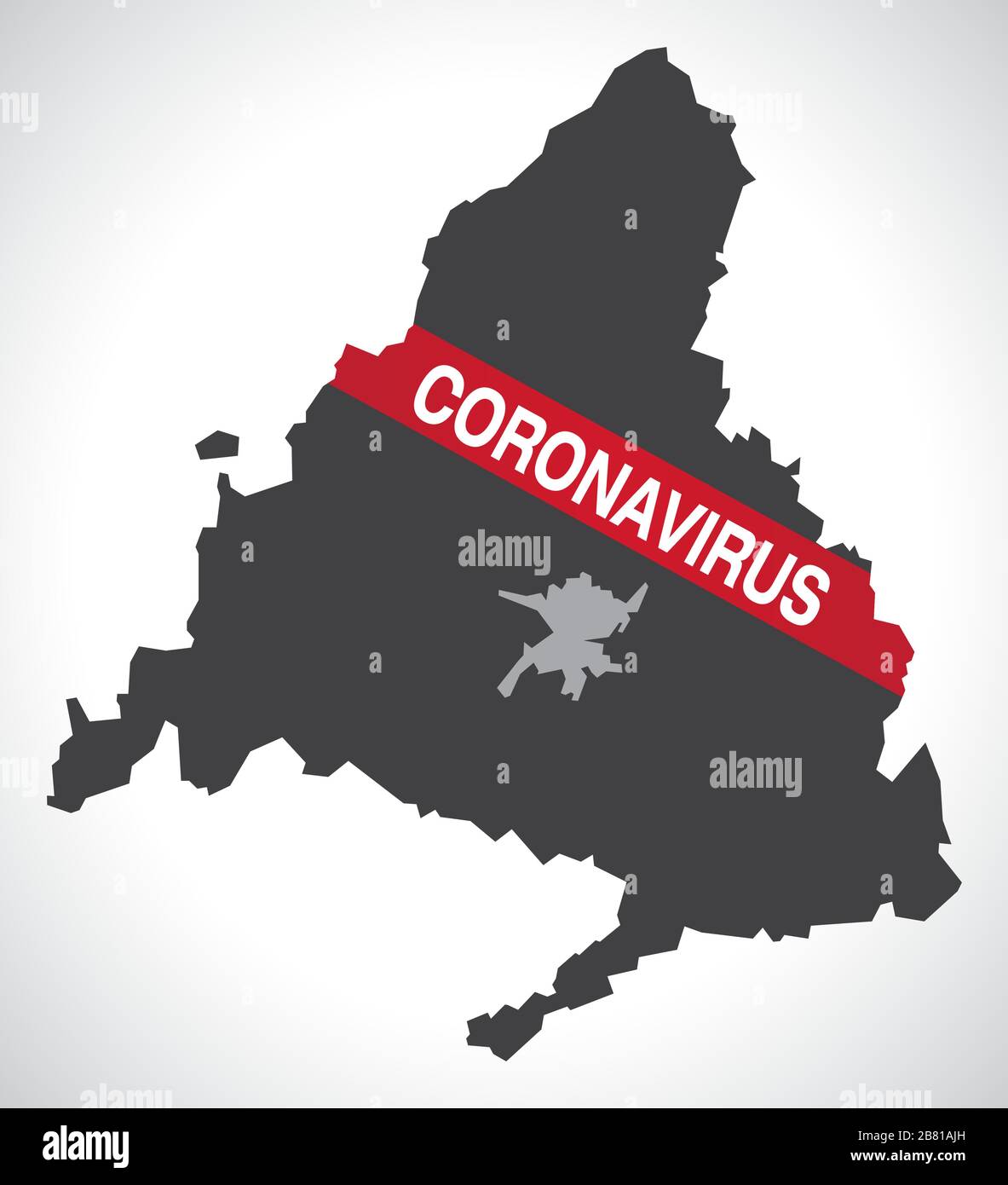 Madrid SPAIN region map with Coronavirus warning illustration Stock ...