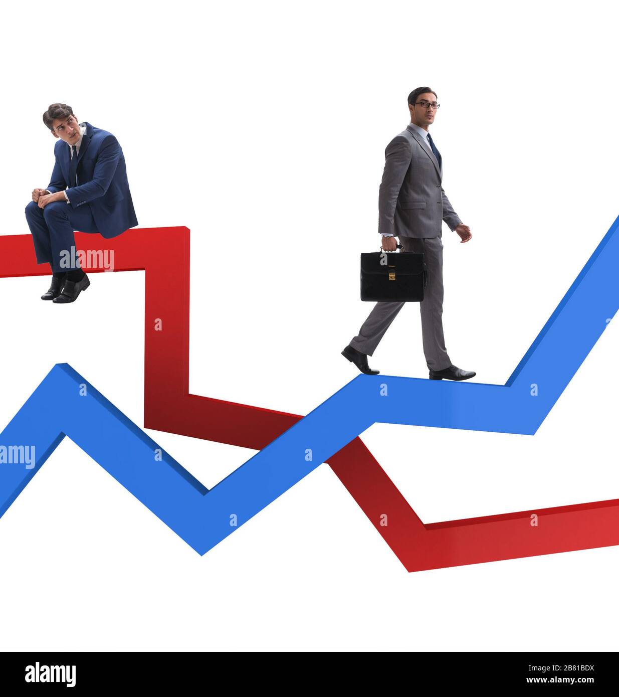 Businessman with charts of growth and decline hi-res stock photography ...