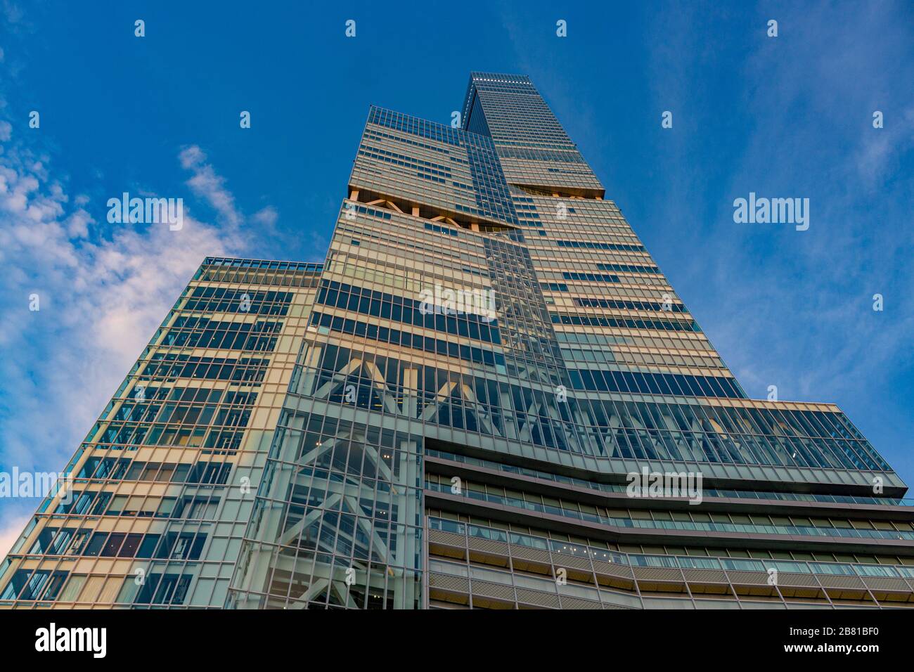 Modern glass-sided skyscraper building, Tennoji, Osaka, Japan, seen ...
