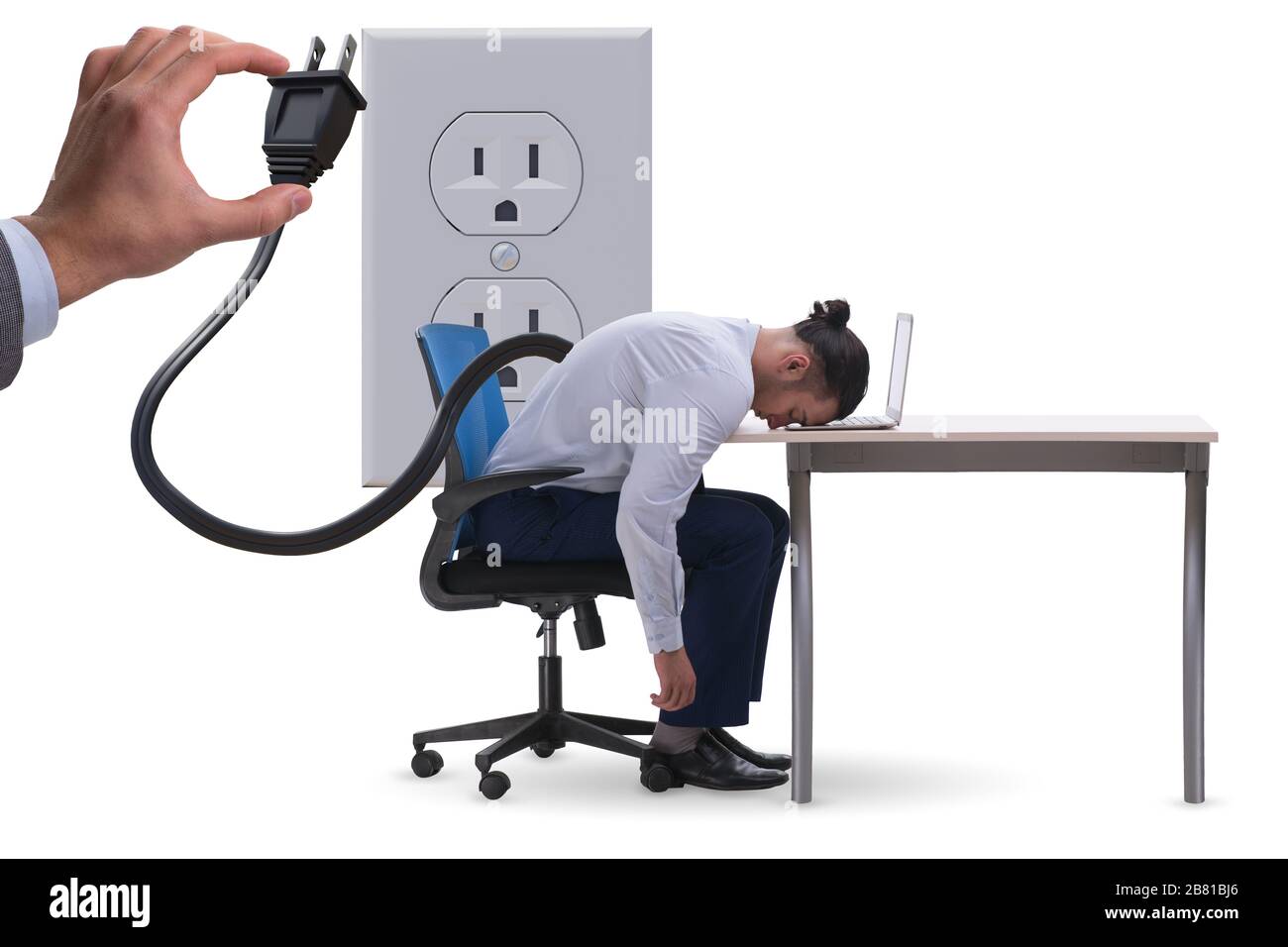 The businessman losing energy to work Stock Photo - Alamy