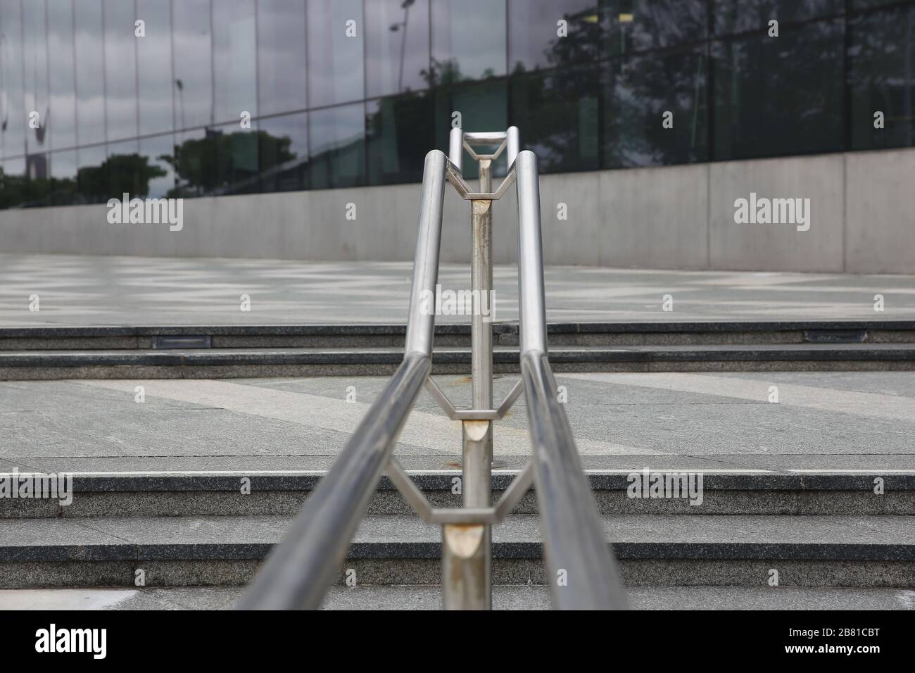 Shiny chrome metal fencing and railings Stock Photo - Alamy
