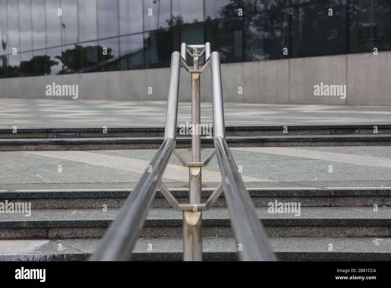 Shiny chrome metal fencing and railings Stock Photo - Alamy