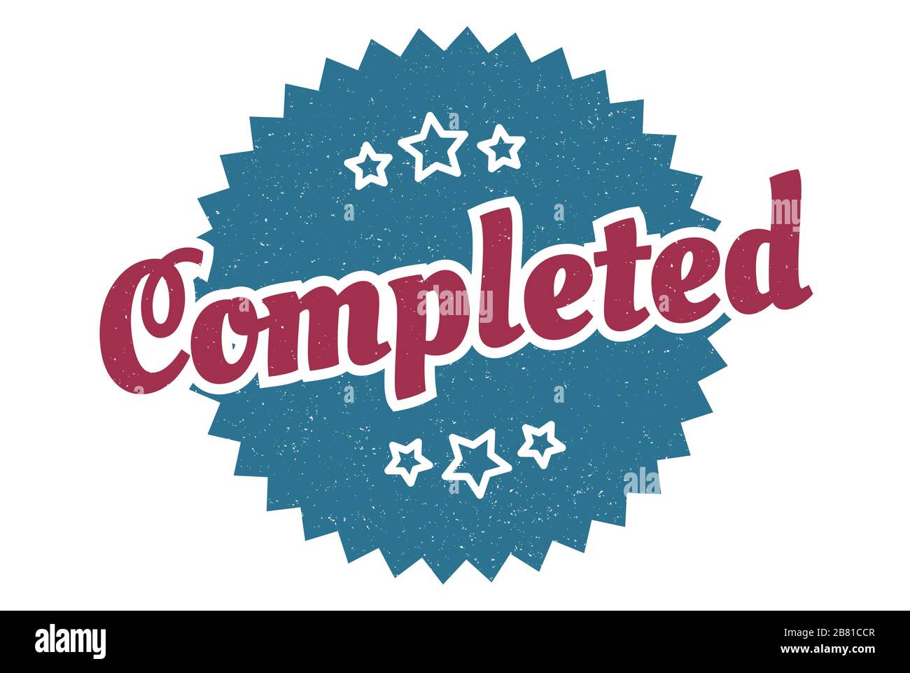 completed sign. completed round vintage retro label. completed Stock ...