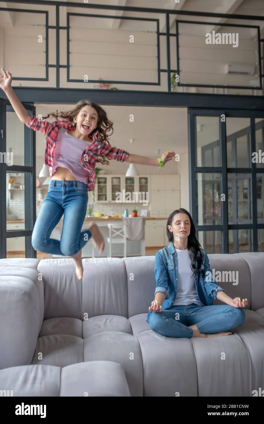 Mom and daughter having good time together Stock Photo - Alamy