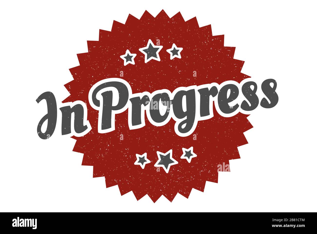 in progress sign. in progress round vintage retro label. in progress ...