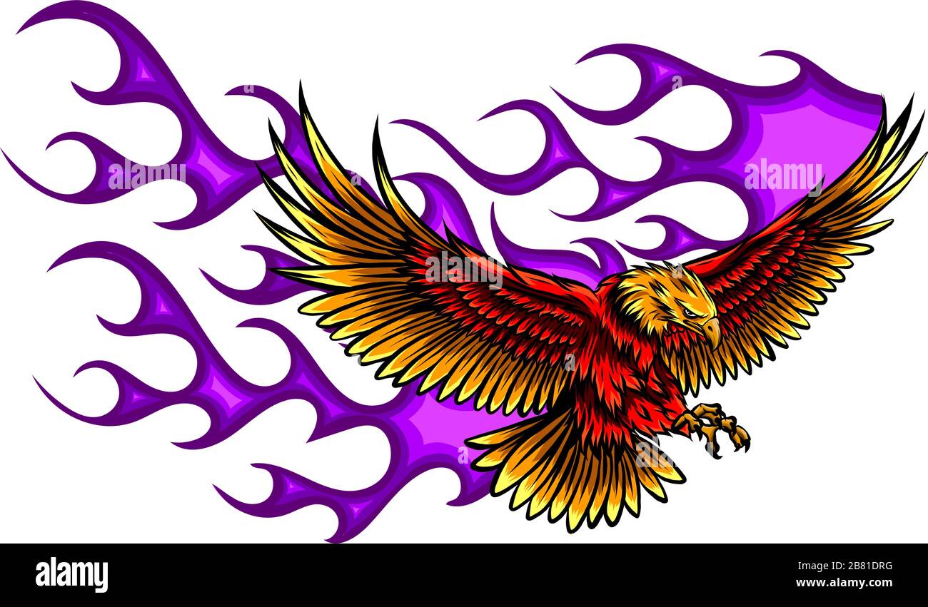 Eagle holding motorcycle engine with flames vector Stock Vector Image ...