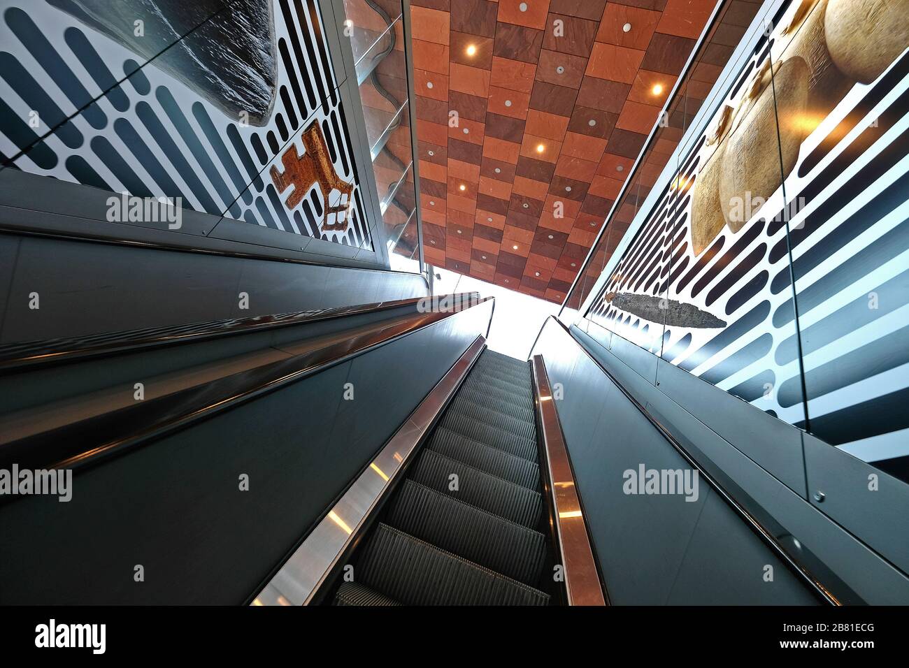 Escalators in the MAS, the Museum aan de Stroom, a museum in the ...