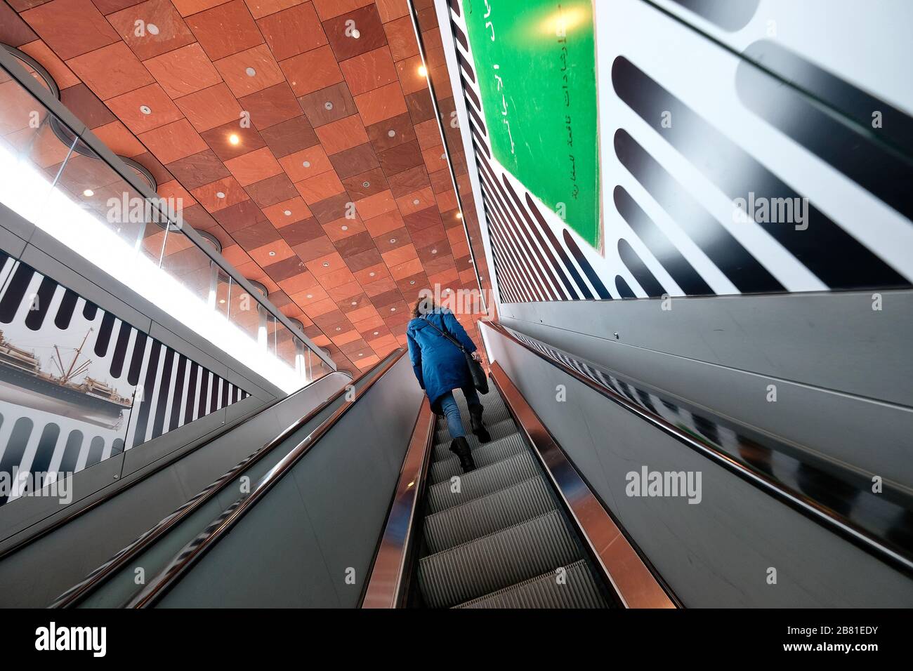 Escalators in the MAS, the Museum aan de Stroom, a museum in the ...