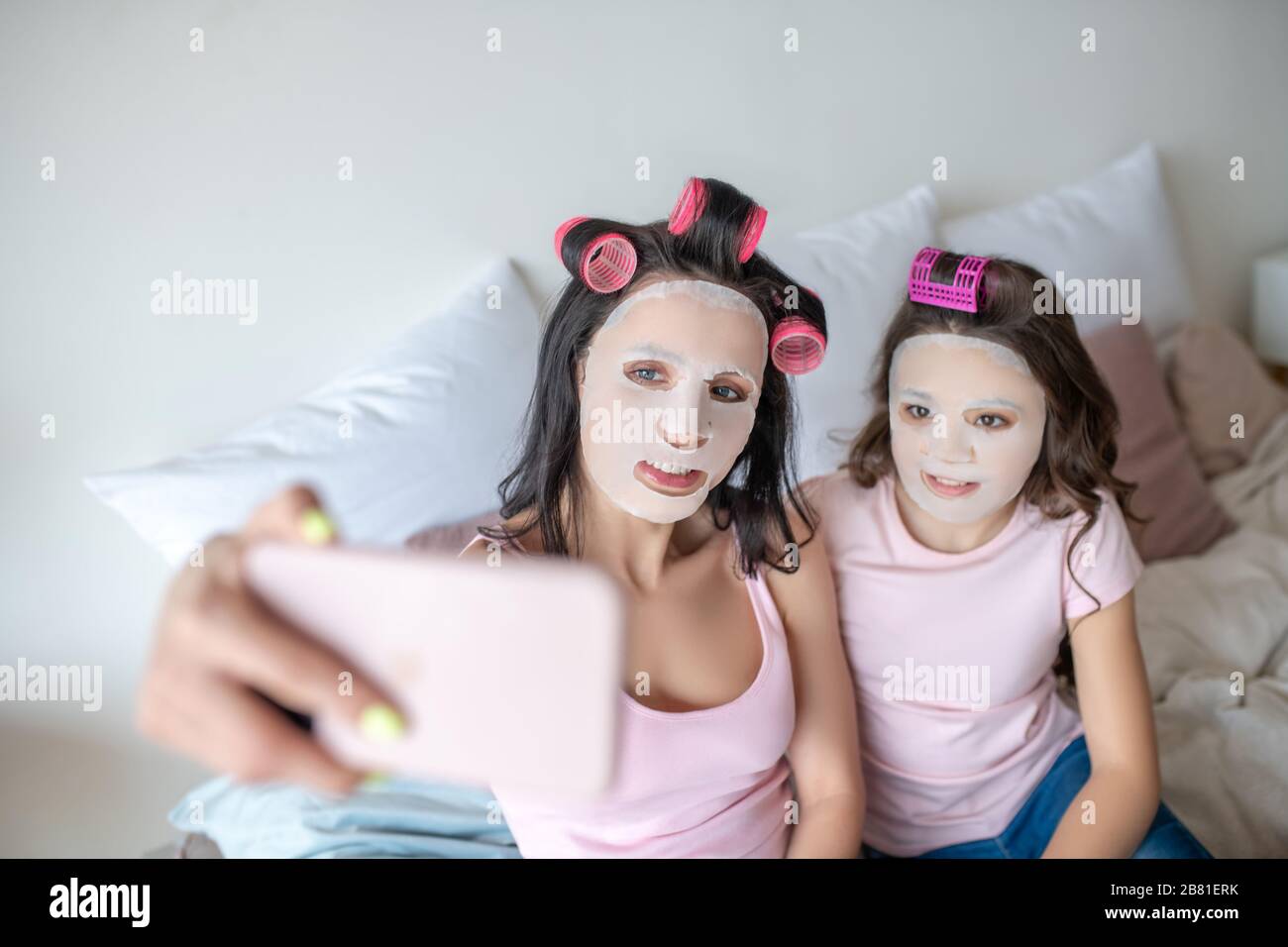 Kid mom facial mask hi-res stock photography and images - Alamy
