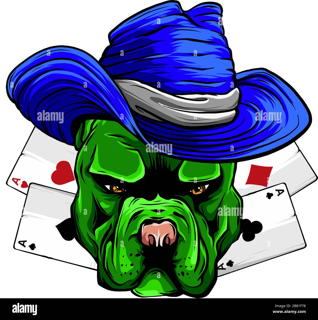 playing card and bulldog vector illustration design Stock Vector Image ...