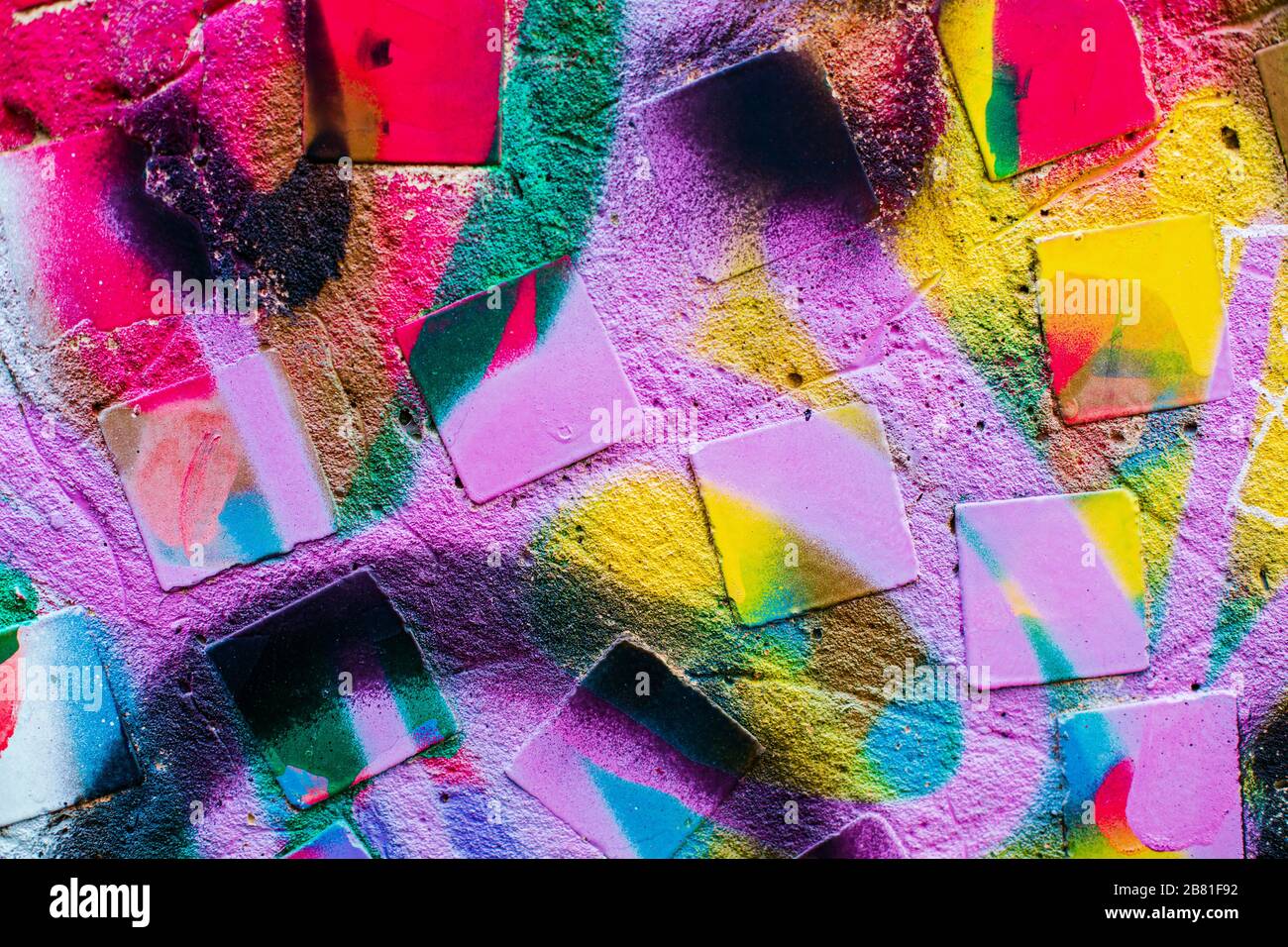 Closeup of colorful urban wall texture. Modern pattern for wallpaper ...