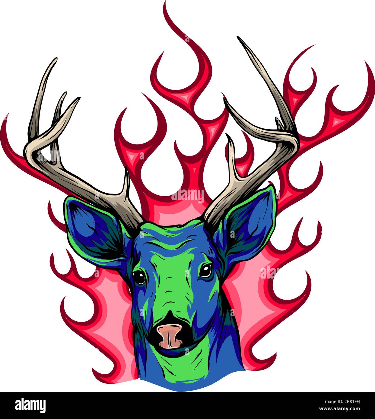 deer sketch vector graphics color head with horns Stock Vector Image ...
