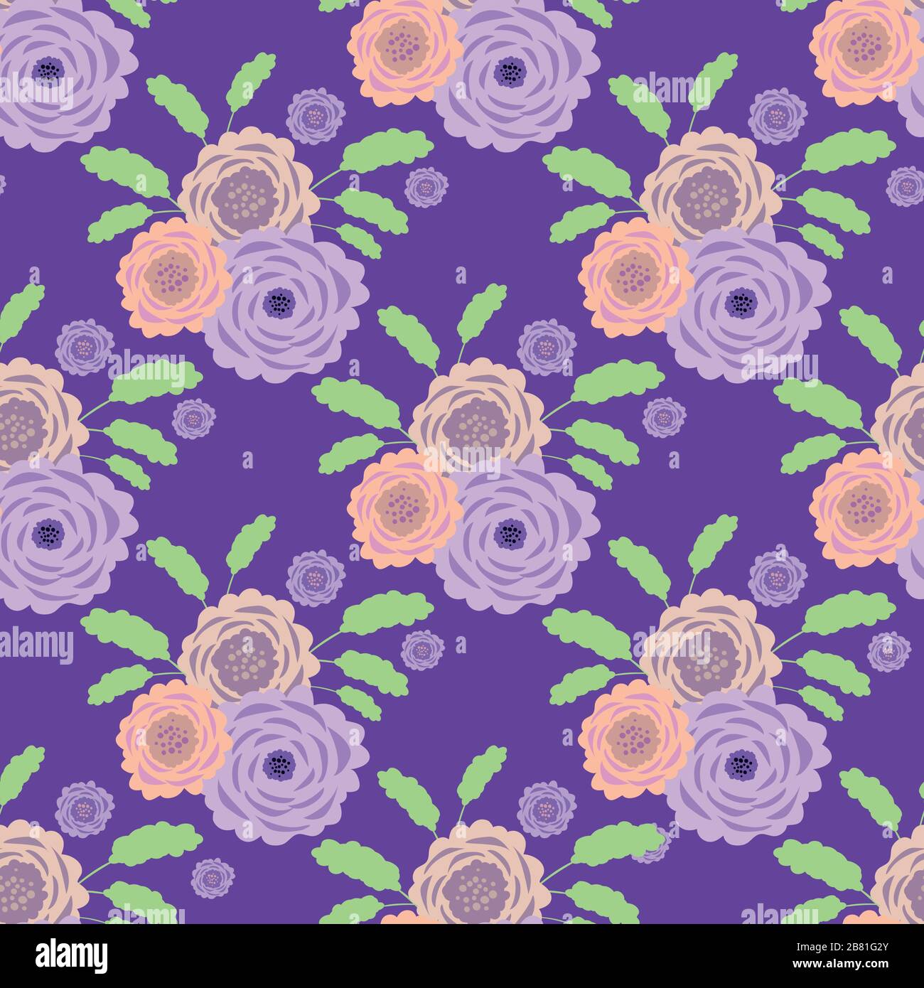 Floral seamless vector pattern background. Bouquets of scabious flower illustration. Meadow ...