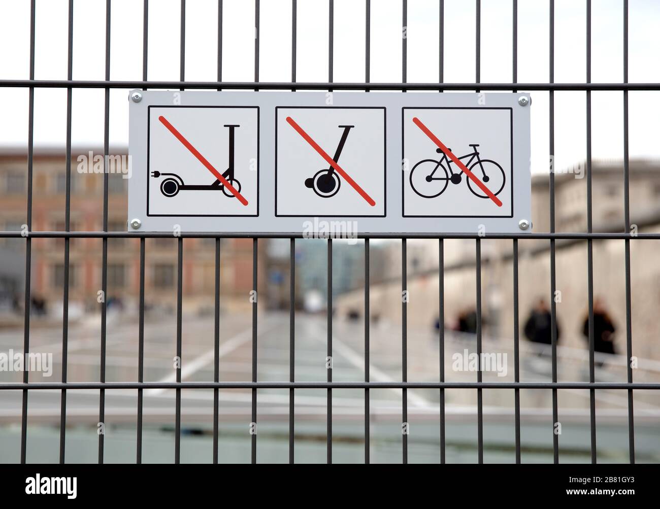 Sign forbidding different means of transport in Berlin Stock Photo - Alamy