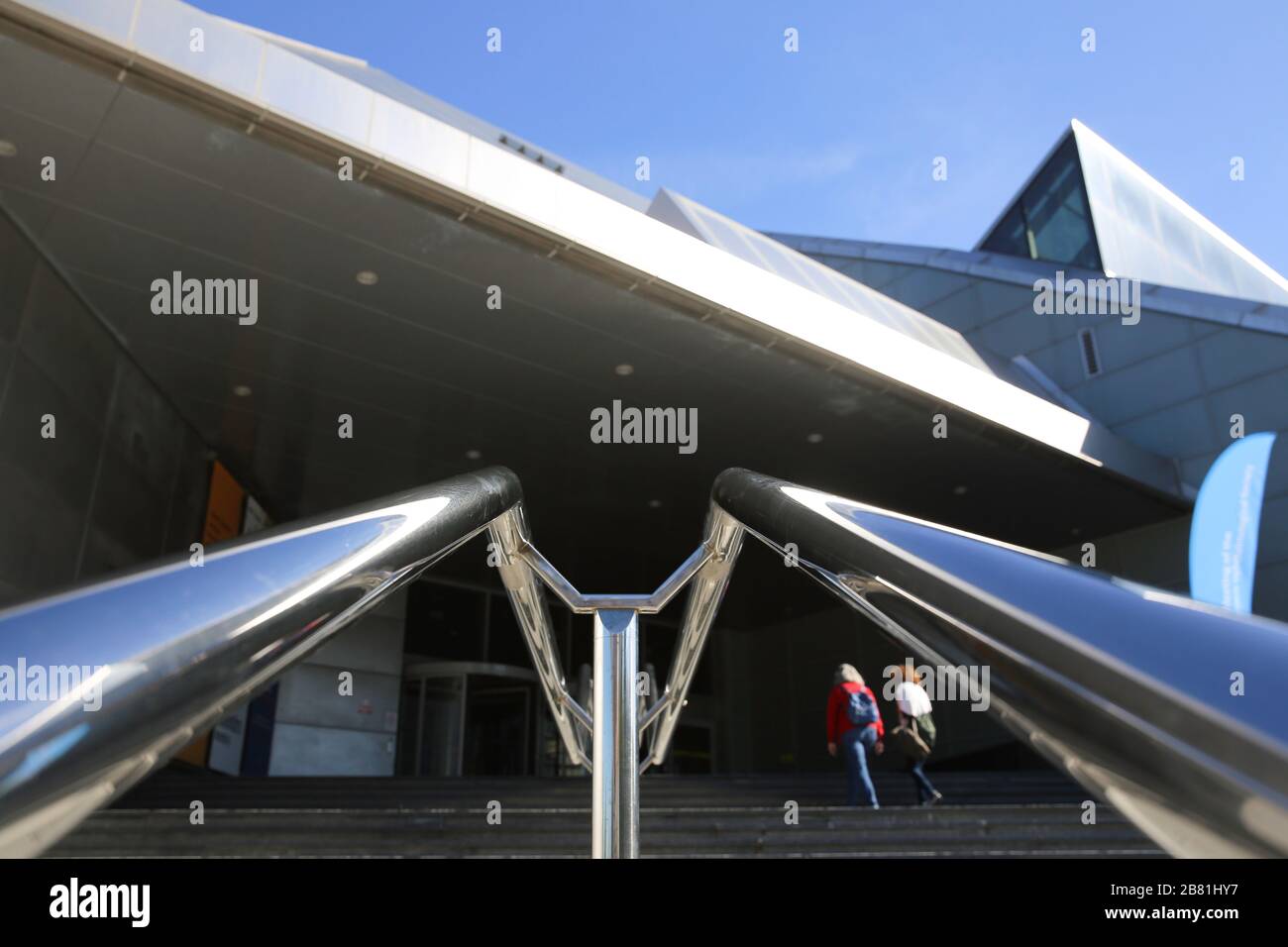 Shiny chrome metal fencing and railings Stock Photo - Alamy