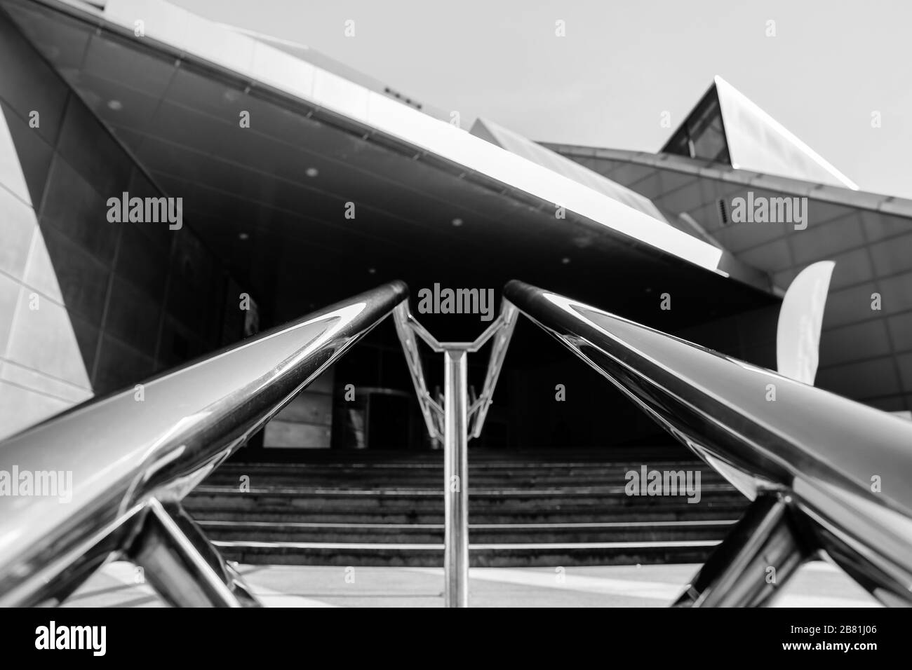Shiny chrome metal fencing and railings Stock Photo - Alamy