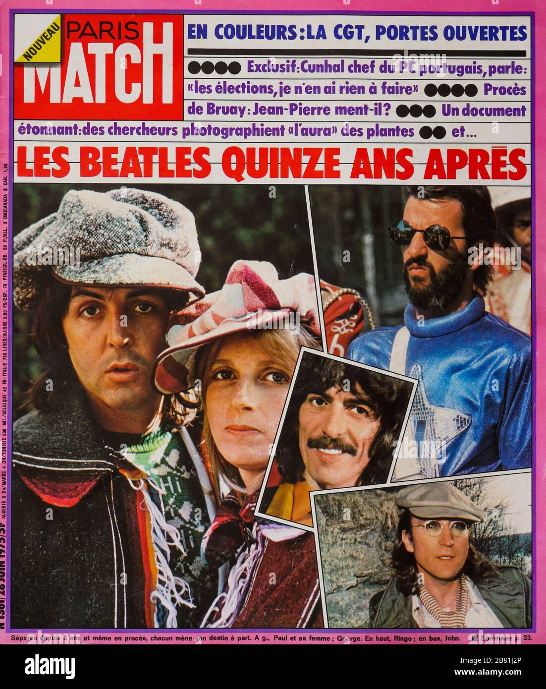Frontpage of French news and people magazine Paris-Match, n° 1361, June ...