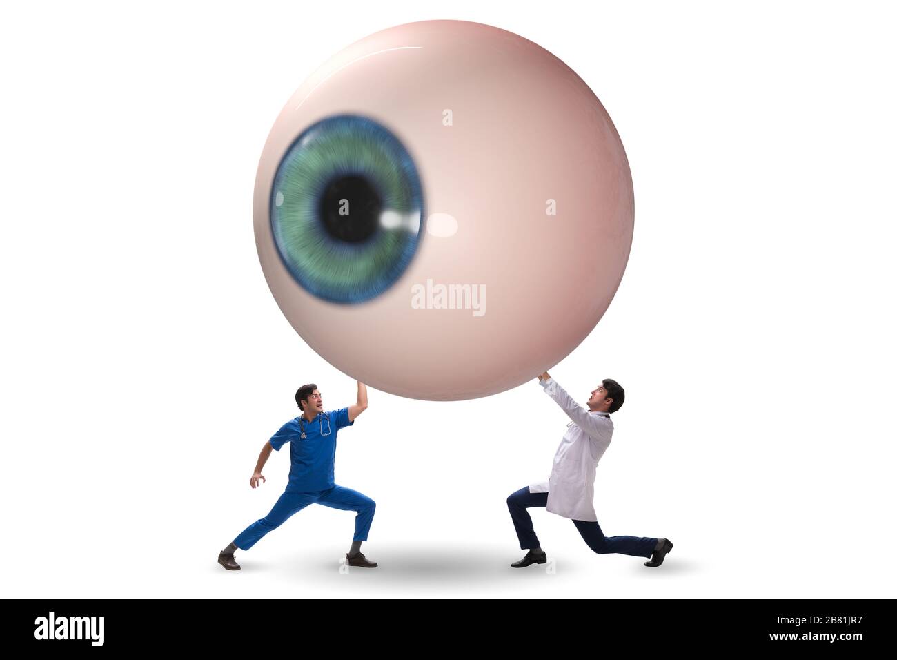 The doctor examining giant eye in medical concept Stock Photo - Alamy