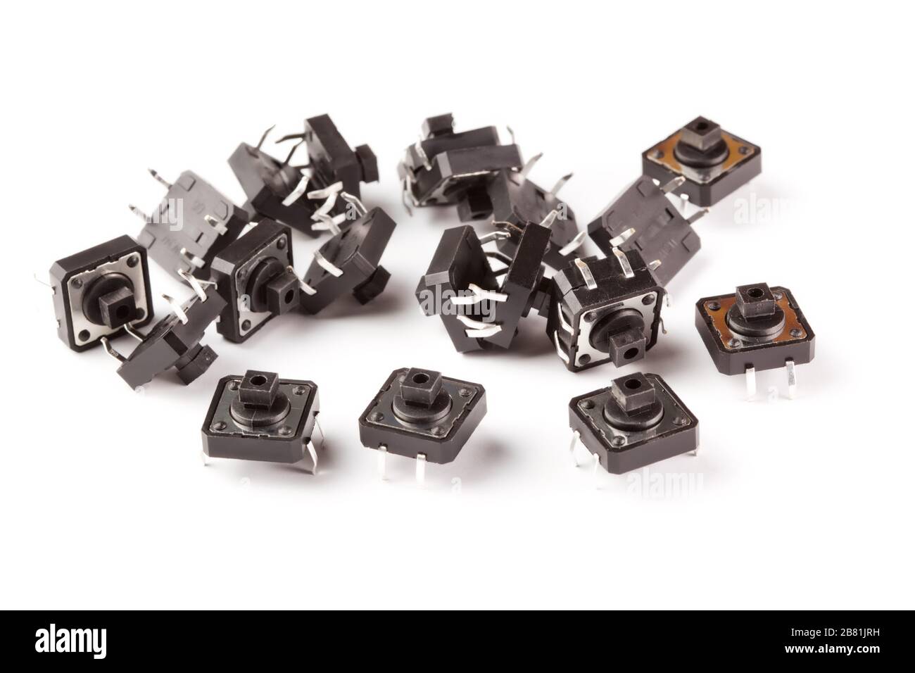 A bunch of little component switch buttons on a white background Stock ...