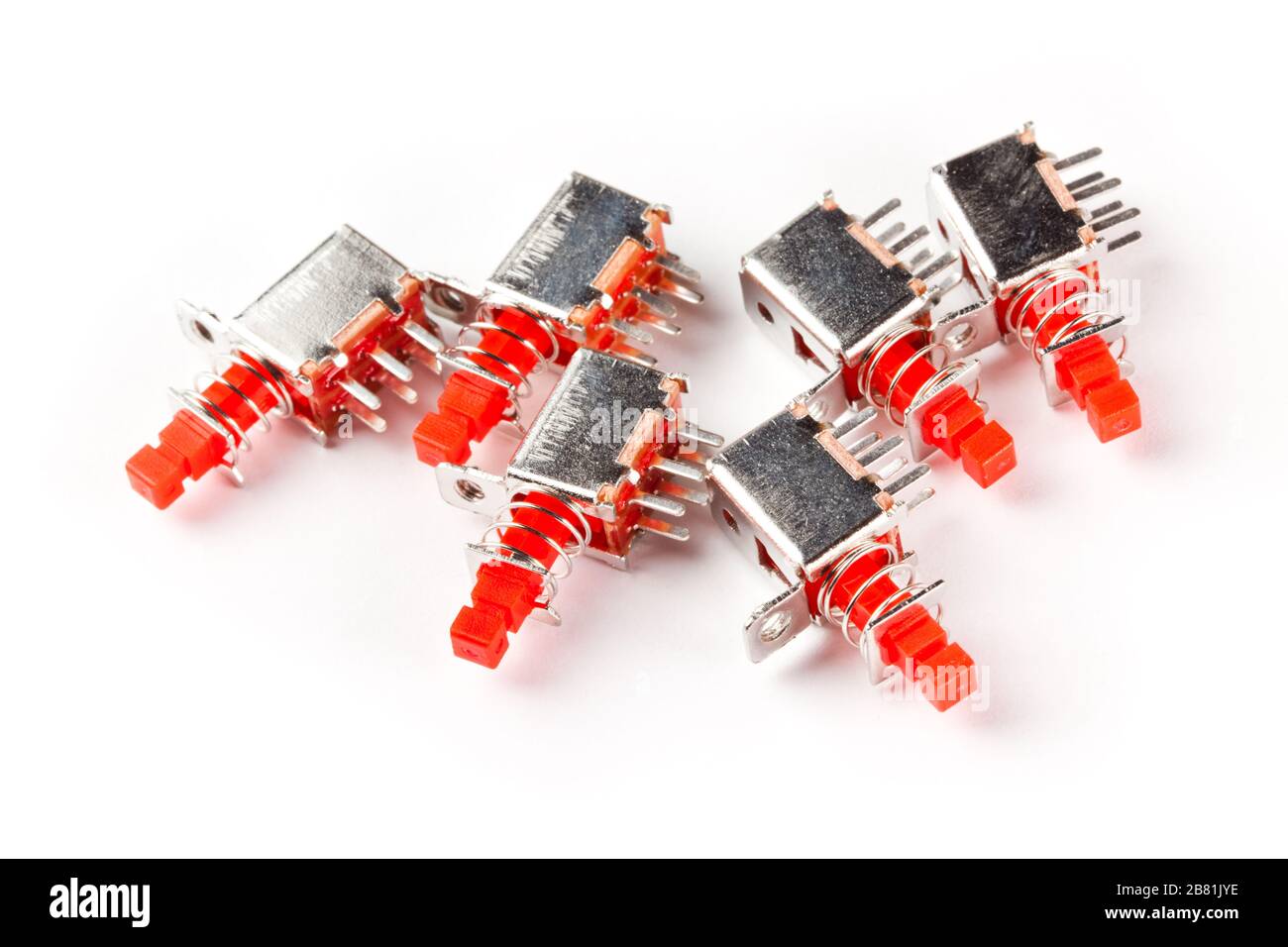 A bunch of little component switch buttons on a white background Stock ...