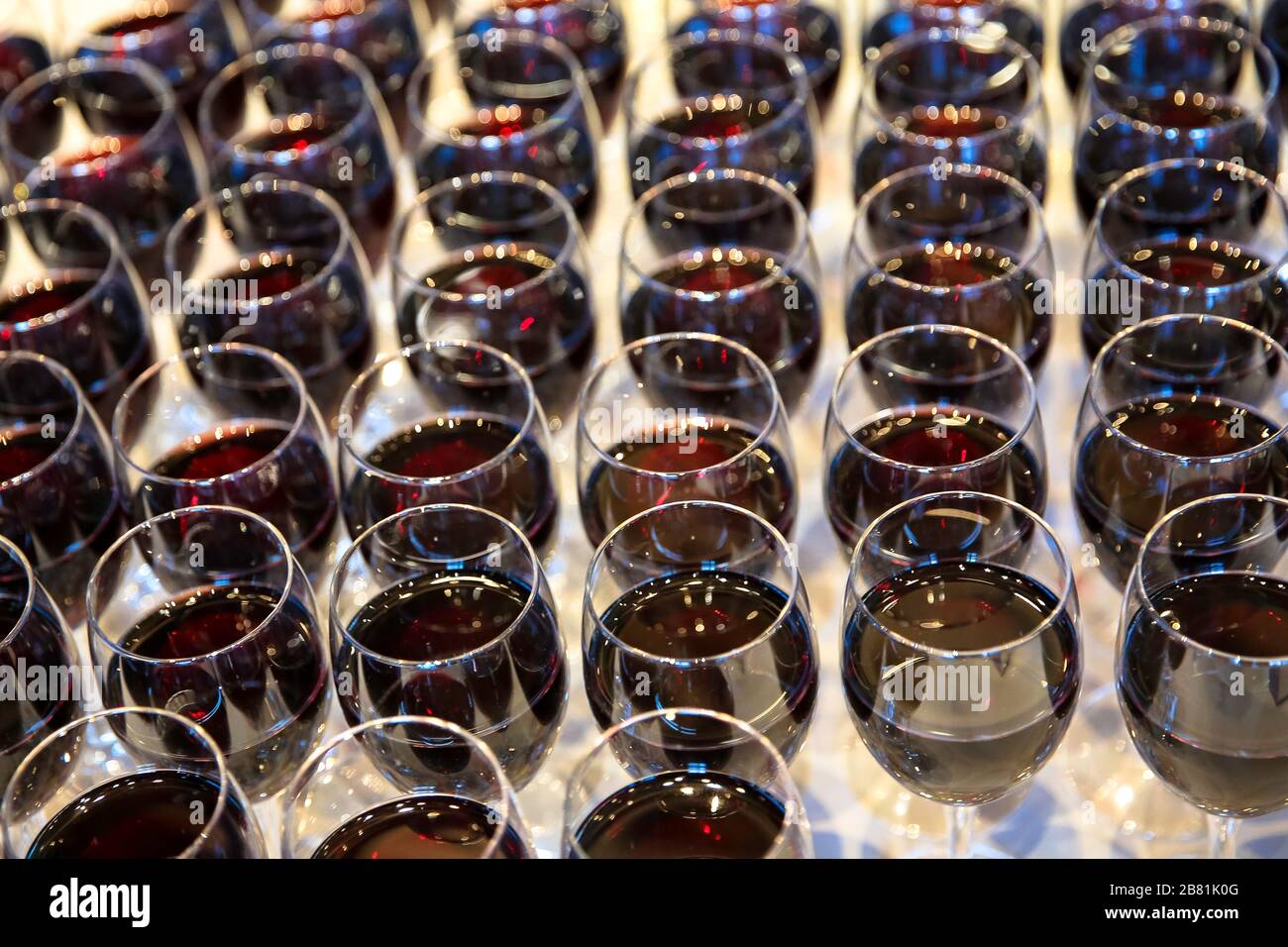 Many glasses of red wine Stock Photo - Alamy