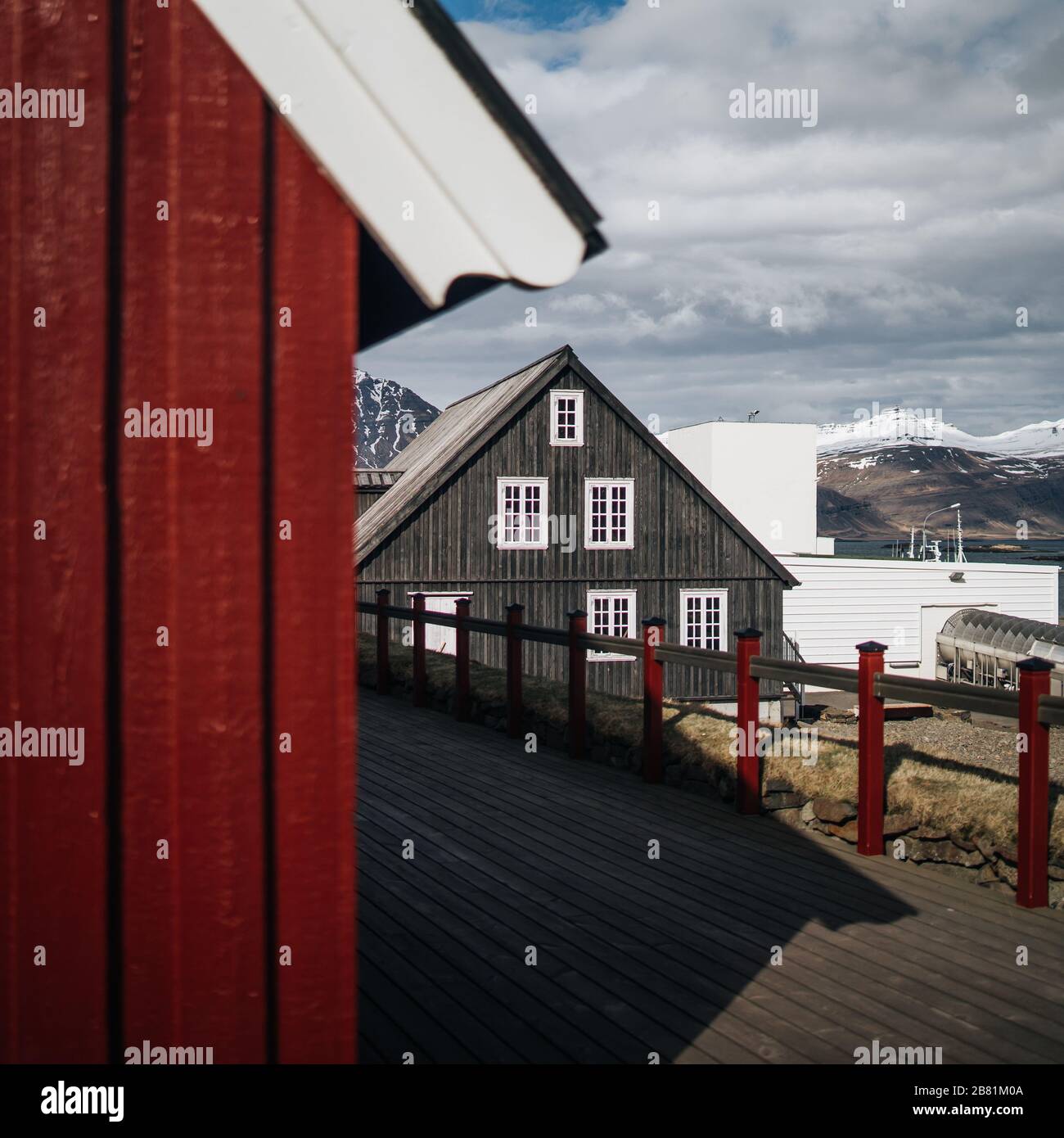 Typical Icelandic and nordic houses made of wood in countryside Stock ...