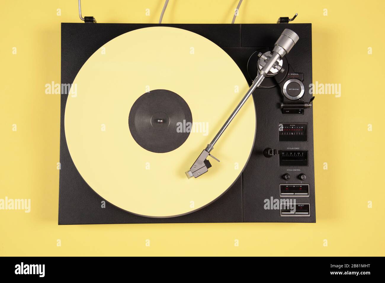 Colored vinyl record on a yellow background with copy space Stock Photo ...