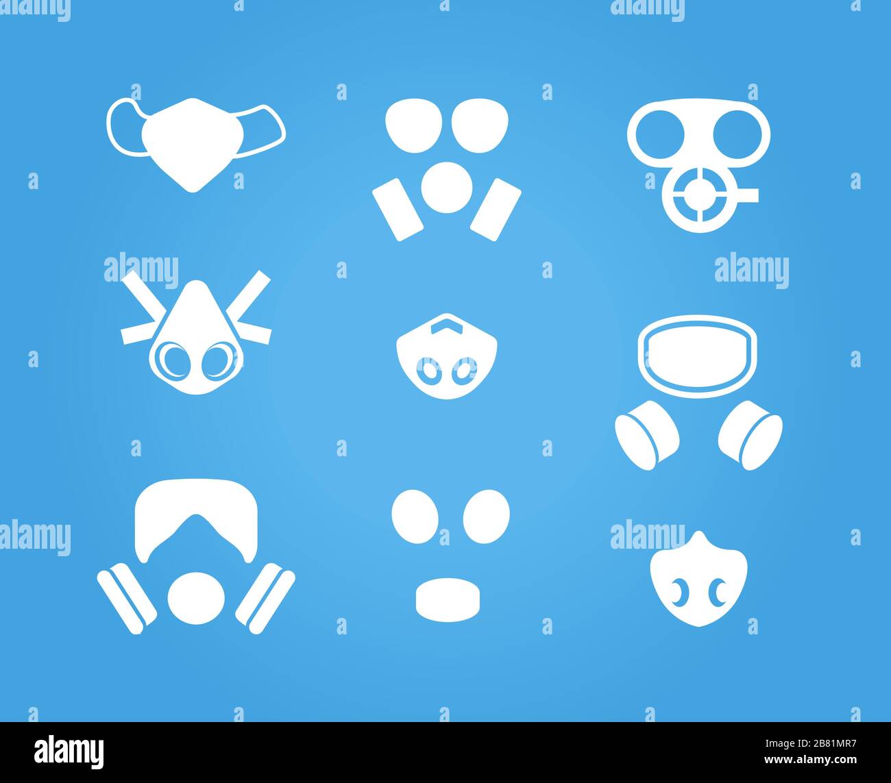 Gas masks and respirators vector icons set, various face masks wearer ...