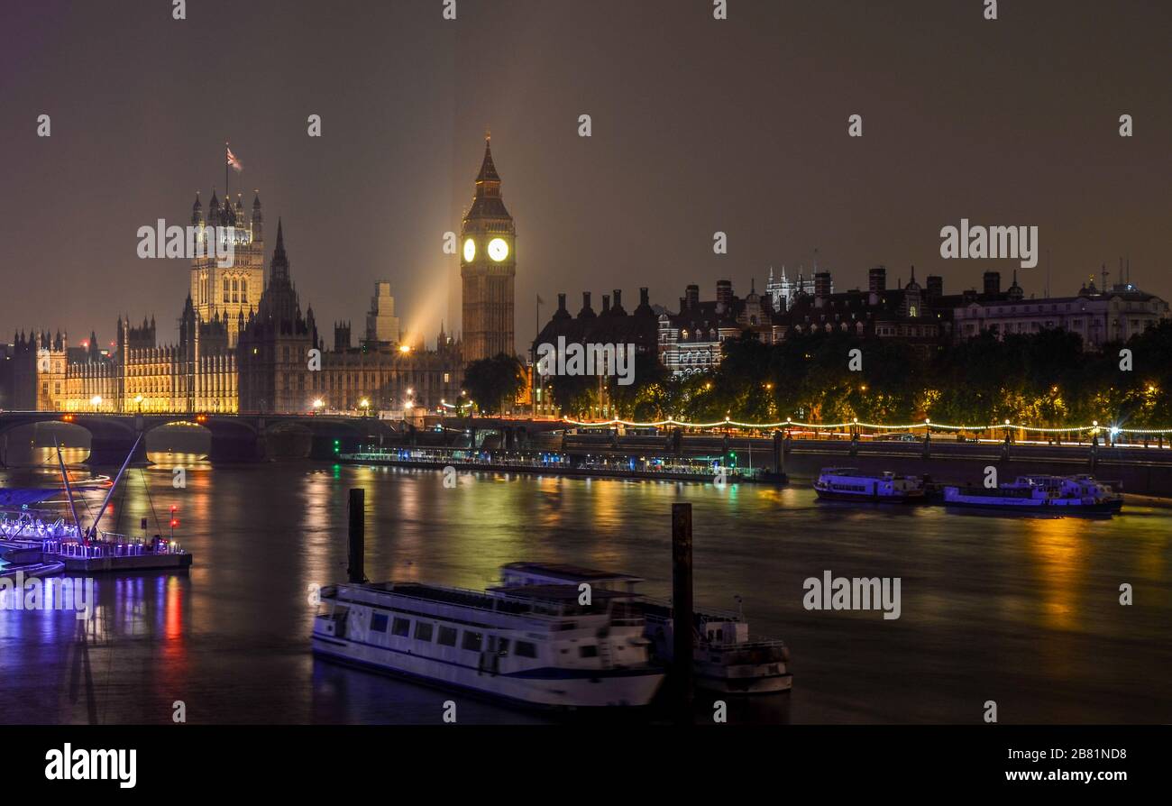 River Thames by Night Stock Photo - Alamy