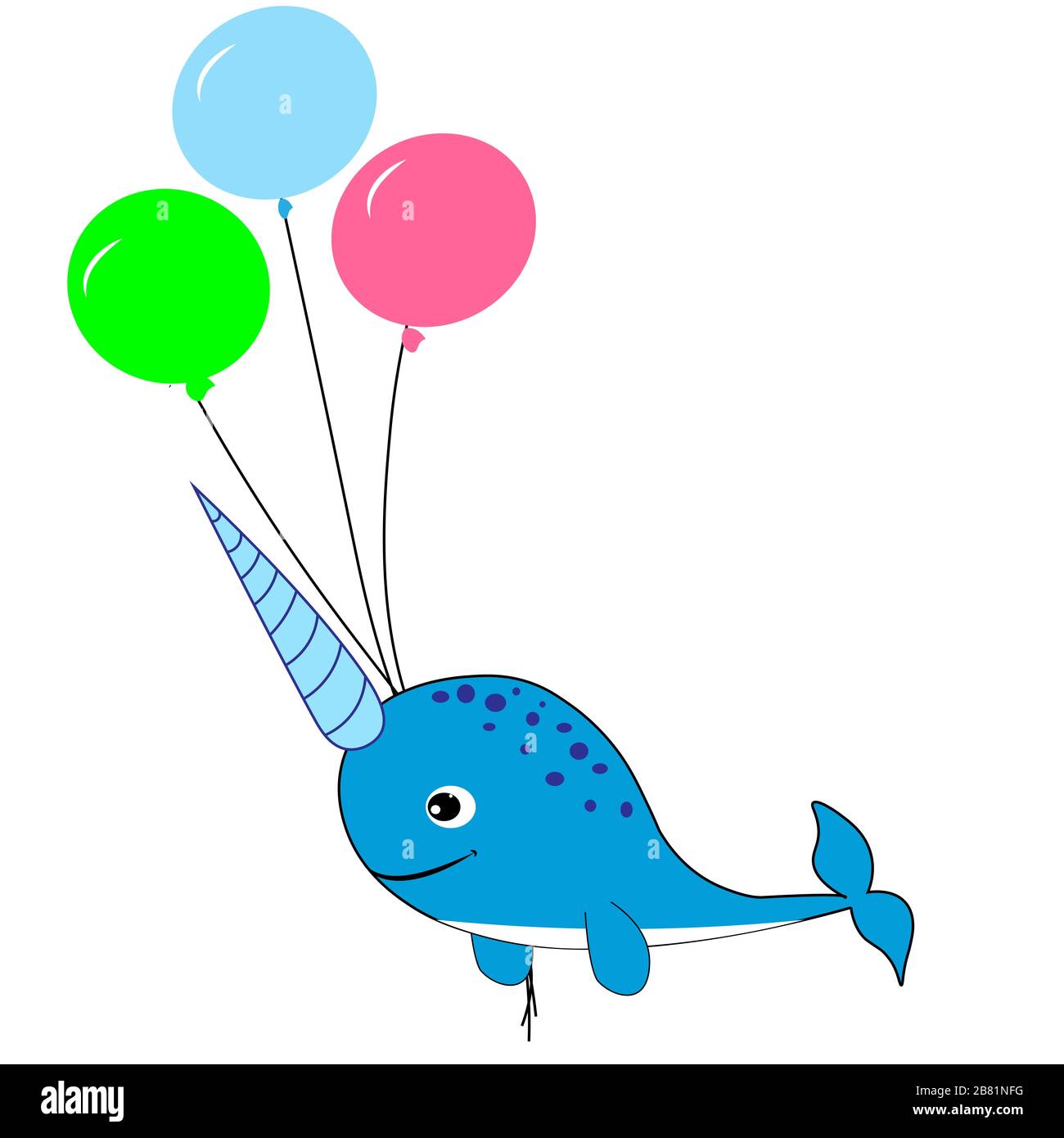 cute narwhal cartoon illustration vector poster Stock Photo - Alamy