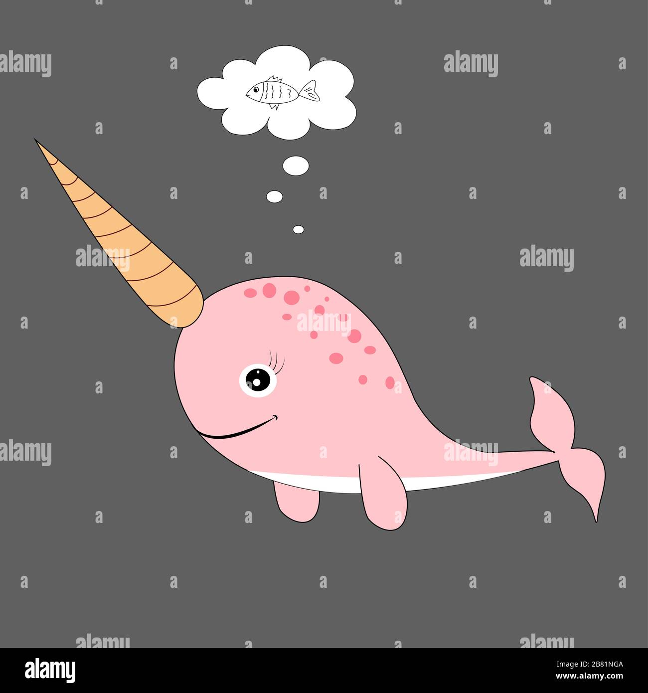 cute narwhal cartoon illustration vector poster Stock Photo - Alamy