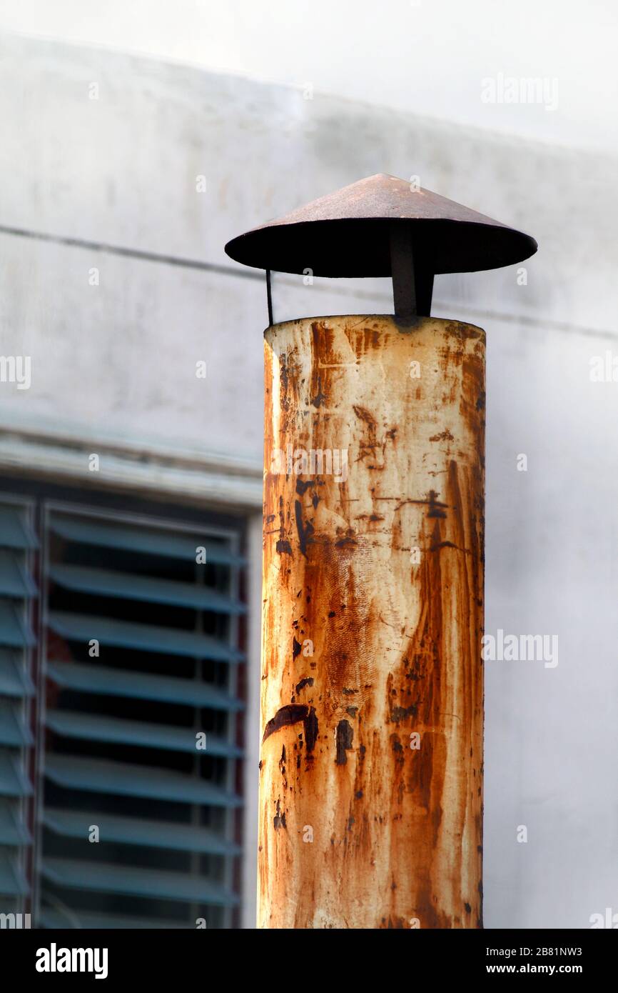 Smokestack steel on Industrial roof or home, Pollution smokestack small ...