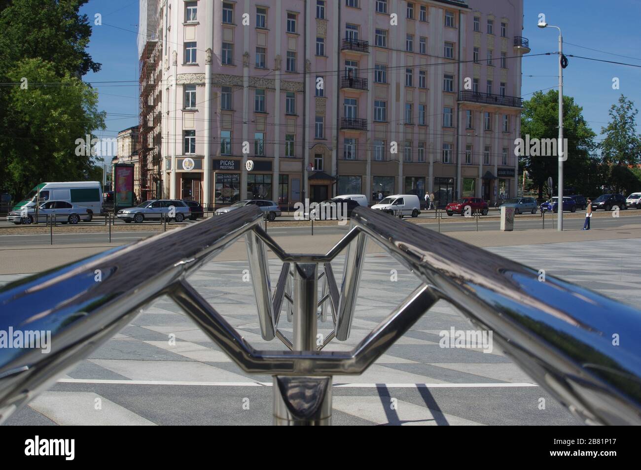 Shiny chrome metal fencing and railings Stock Photo - Alamy