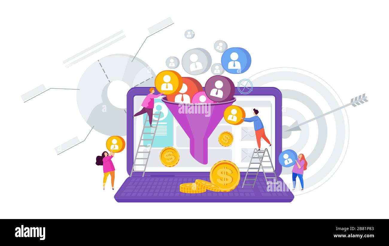 Sales funnel concept. Attracting potential customers Stock Vector Image ...