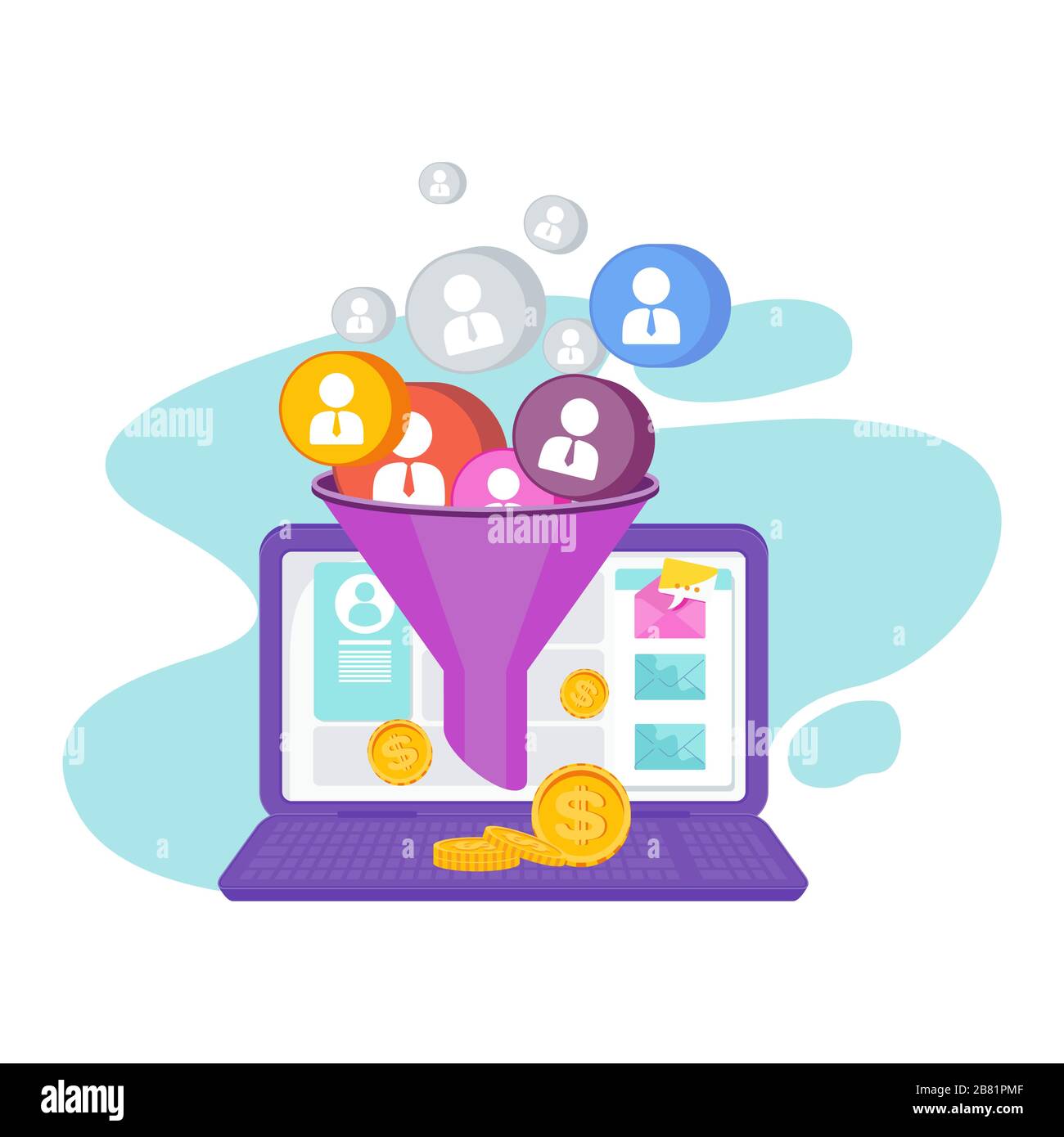 Sales funnel concept. Attracting potential customers Stock Vector Image ...