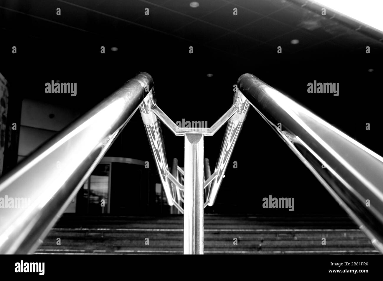 Shiny chrome metal fencing and railings Stock Photo - Alamy