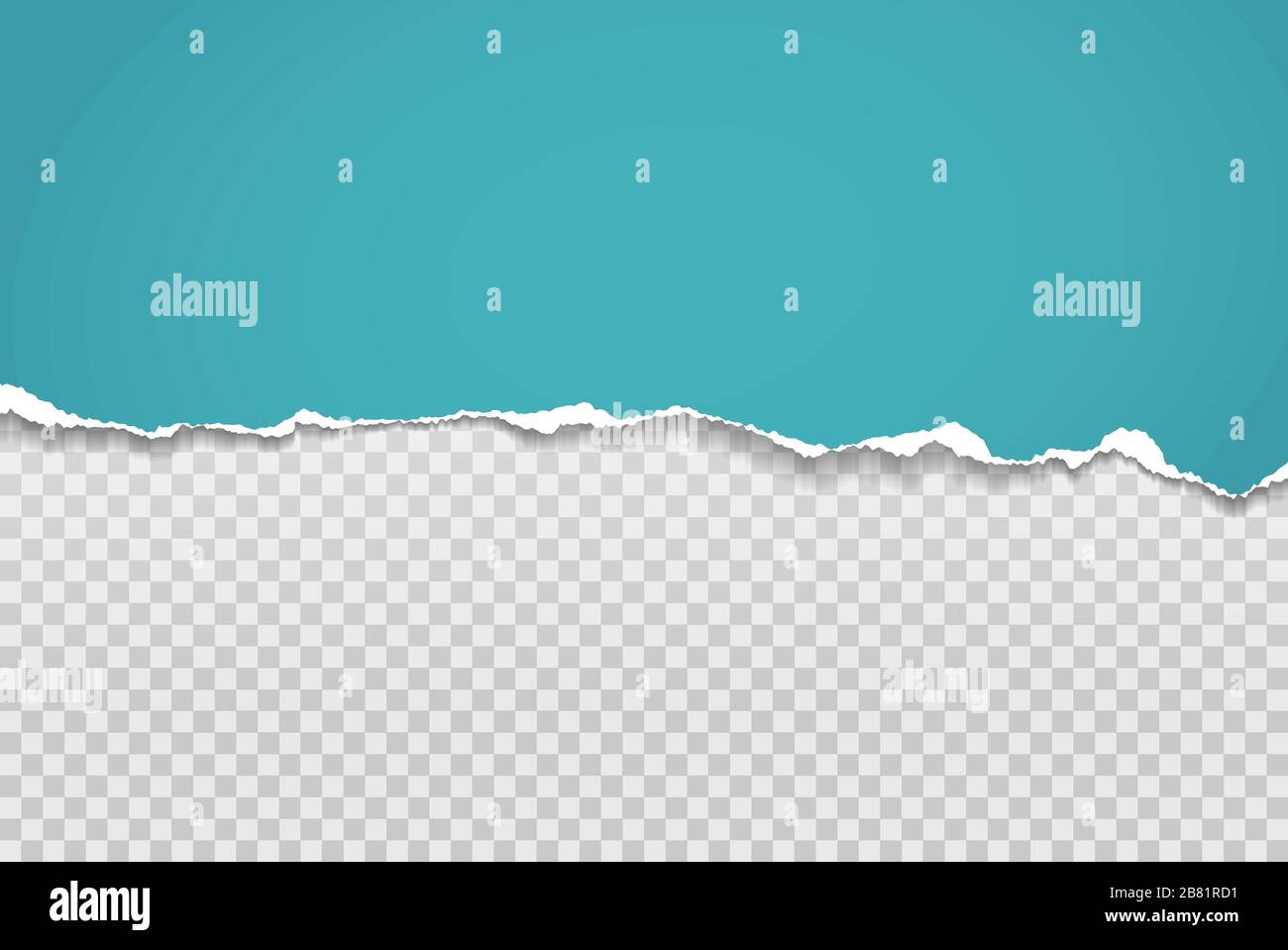 Torn, ripped piece of horizontal blue paper with soft shadow is on ...