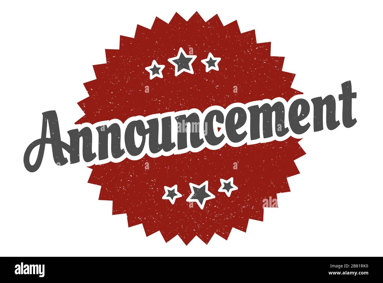 announcement sign. announcement round vintage retro label. announcement ...