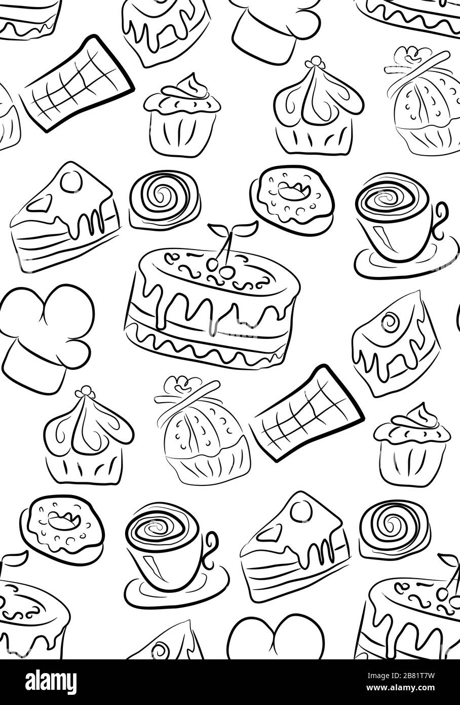 Hand drawn sweets and candies pattern. doodles. Isolated food on white ...