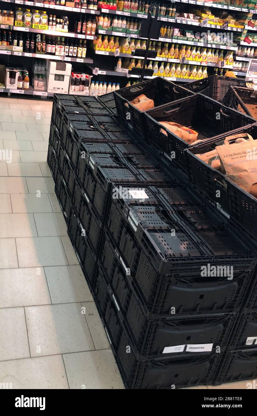 Tönisvorst, Germany - March 19. 2020: View on empty potato boxes in ...